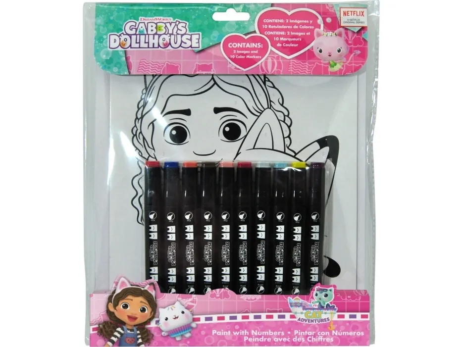 Kids Euroswan „Gabby's Dollhouse“ spalvinimo knyga su rašikliais
